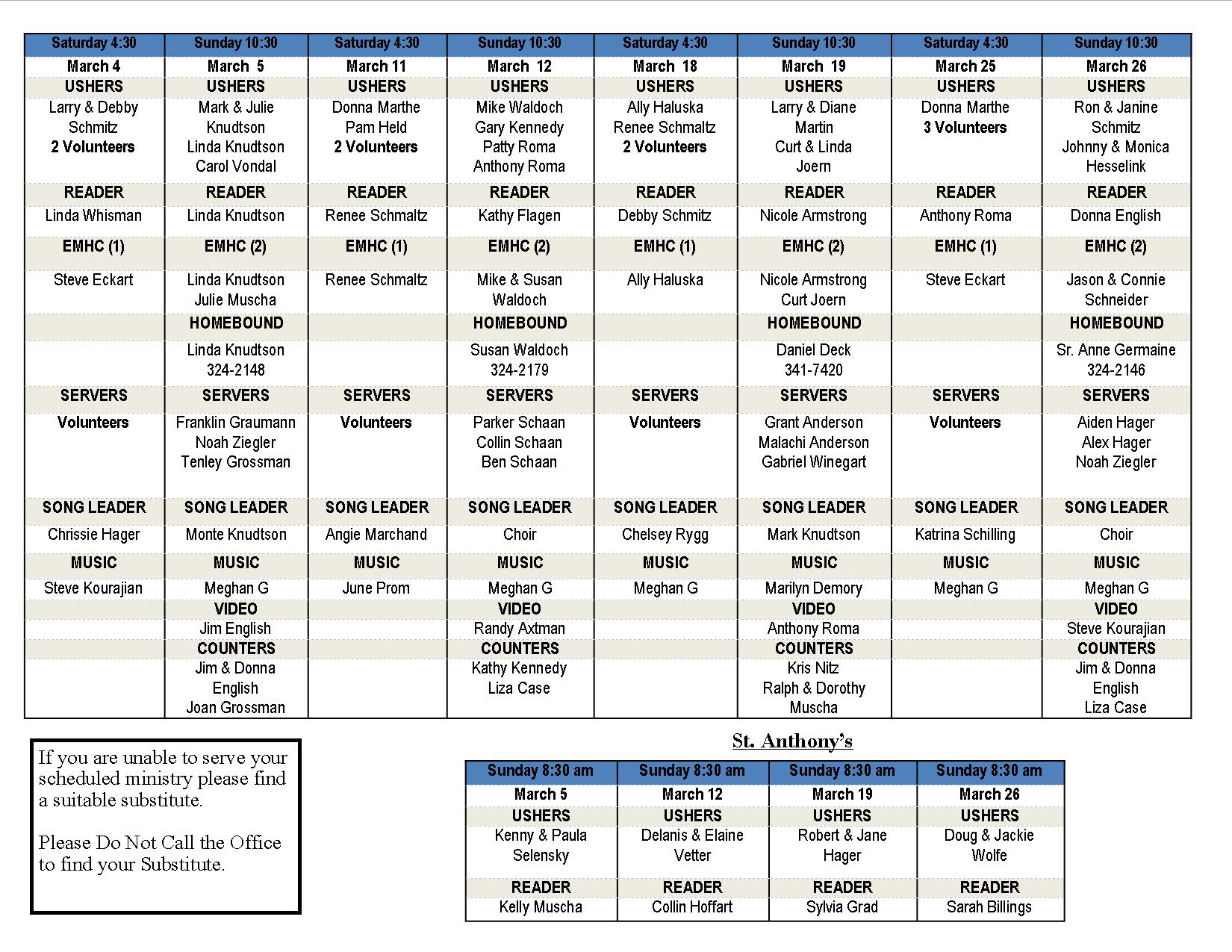 Bulletin & Ministry Schedule - St. Cecilia Catholic Church